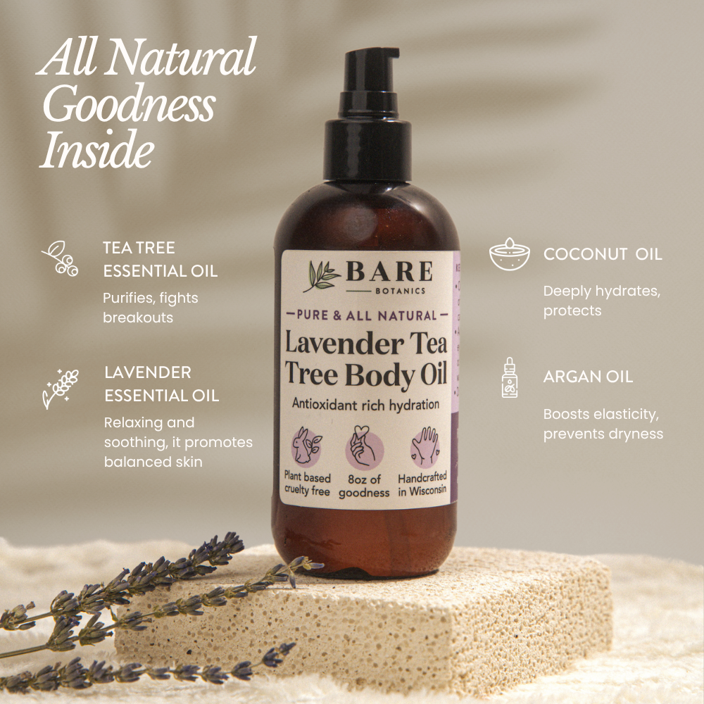 Lavender Tea Tree Body Oil – Bare Botanics Skincare